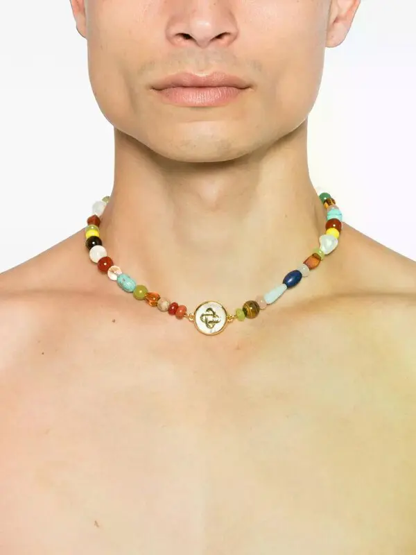 Casablanca Logo-pendant Beaded Necklace