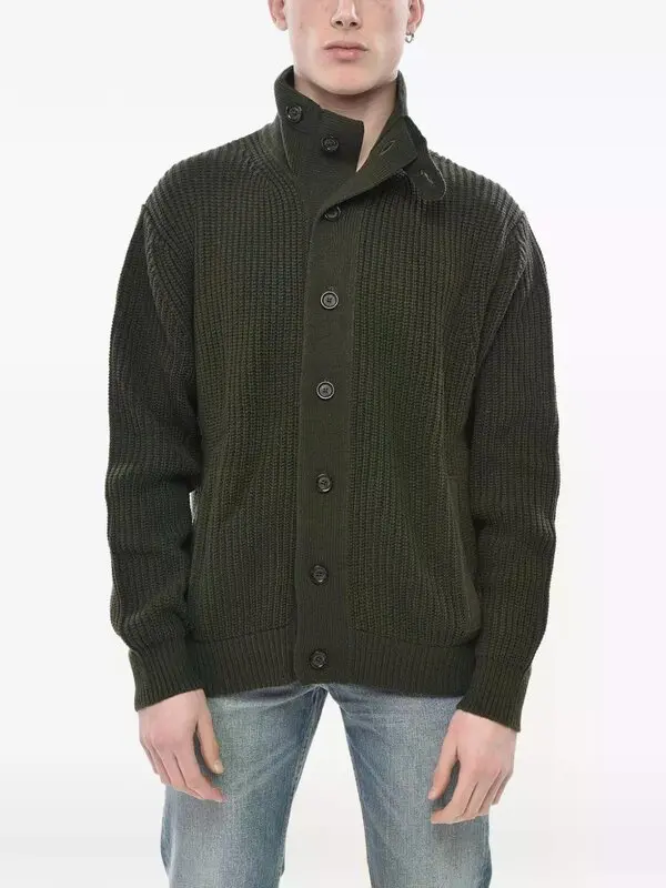 PAOLO PECORA High-neck Ribbed-knit Cardigan