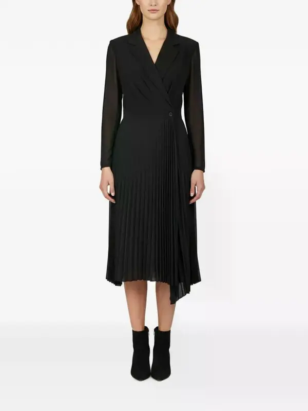 Sandro Plisse Sheer Pleated Midi Dress - Black