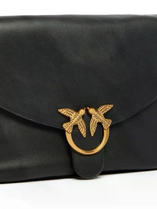 Pinko Medium Leather Bag With Love Birds Diamond Cut Buckle