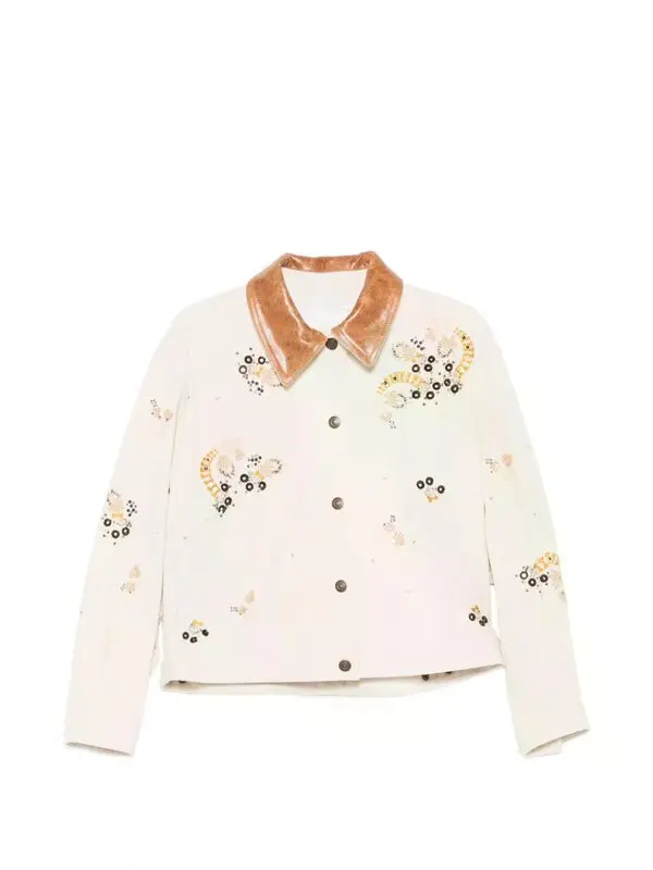 Isabel Marant Étoile Embellished Contrast-collar Cotton Jacket - Neutrals