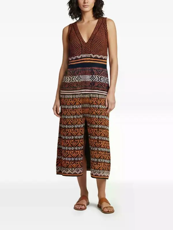 Missoni Patterned Plunge-neck Midi Dress