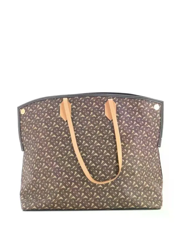 Burberry Society Monogram E-canvas Large Tote Bag - Brown