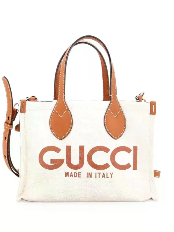 Gucci Logo Shopper Tote Printed Canvas Small Shoulder Bag