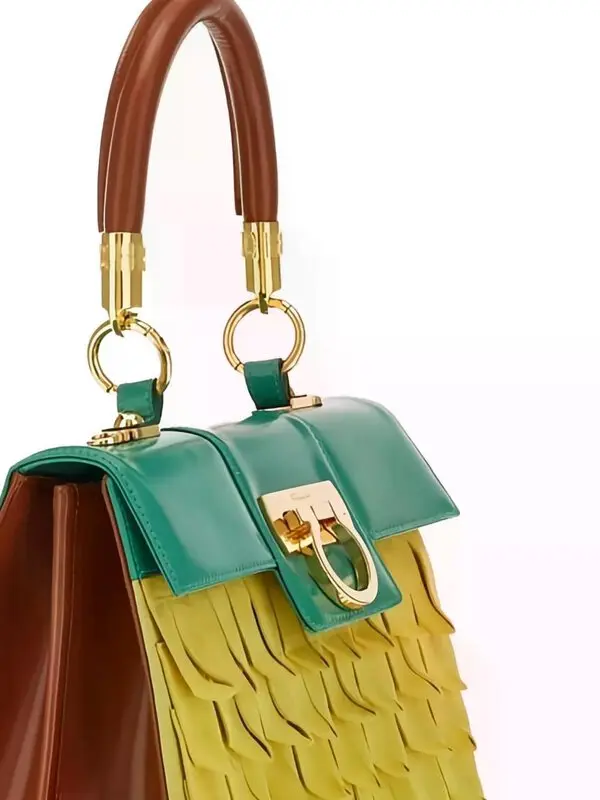 FERRAGAMO Top Handle Fringed Leather Tote Bag