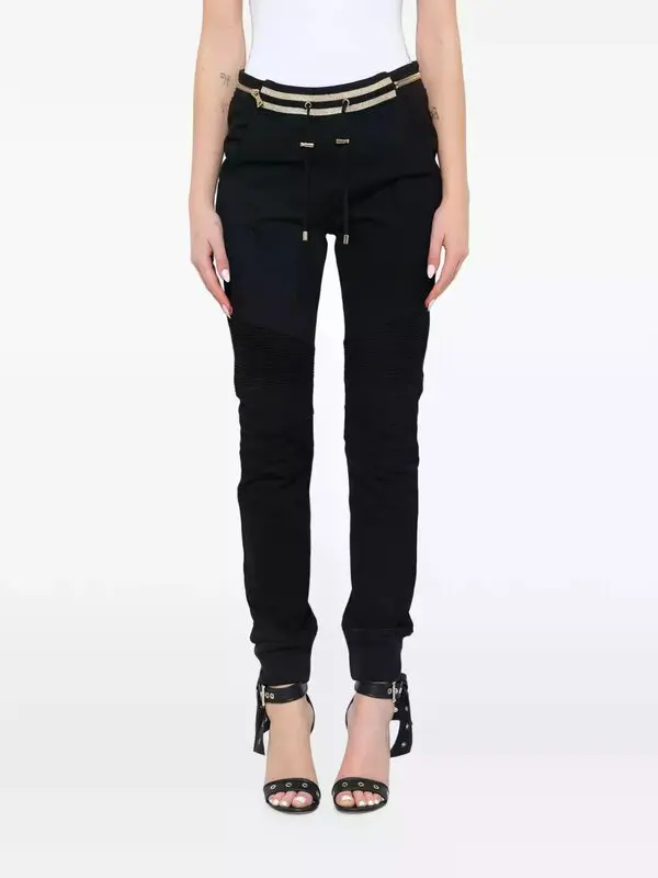 Balmain Biker Jersey Trousers - Black