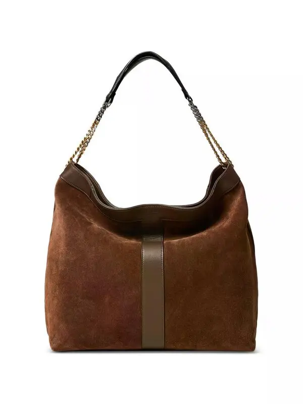 TWINSET Suede Bag With Logo - Brown