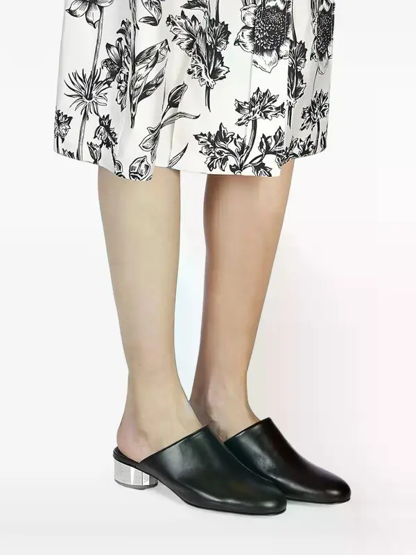 FERRAGAMO Sculptural-heel Leather Mules - Black