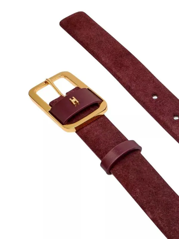 Elisabetta Franchi Suede-finish Logo-plaque Belt - Red