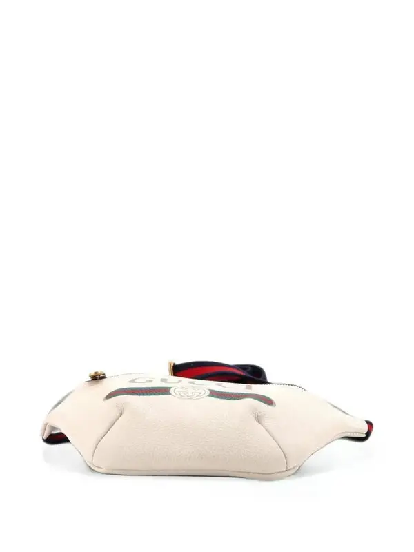 Gucci Logo Printed Leather Small Belt Bag - White