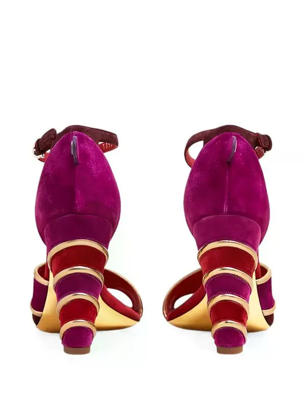 FERRAGAMO Ether Suede Metallic-trim Sandals