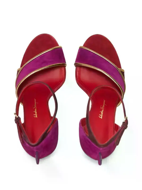 FERRAGAMO Ether Suede Metallic-trim Sandals