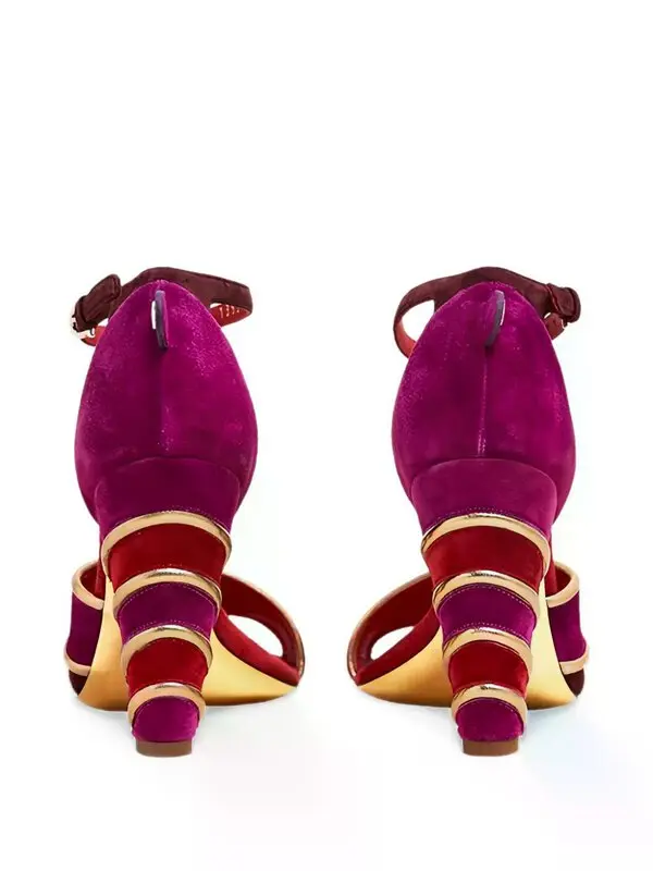FERRAGAMO Ether Suede Metallic-trim Sandals