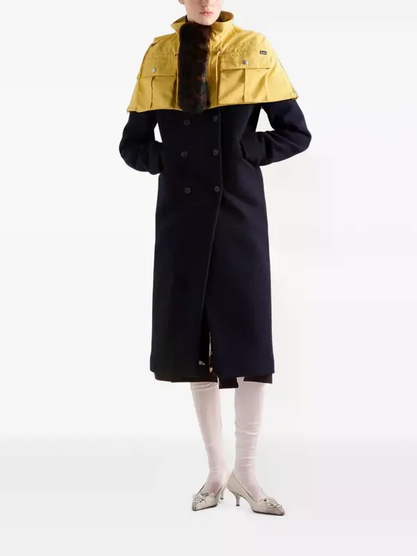 Prada Double-breasted Shetland-wool Coat - Blue