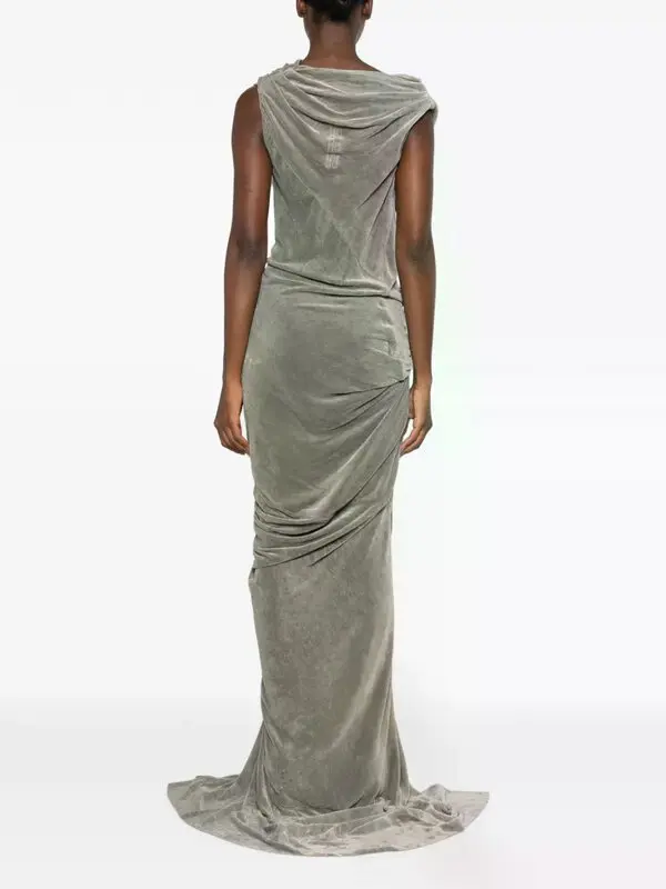Rick Owens Draped Velvet Maxi Dress - Grey