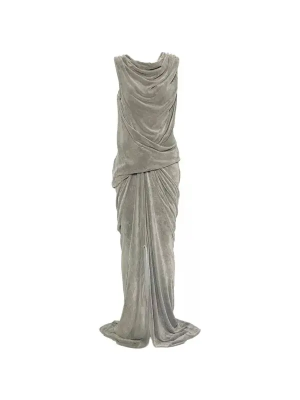 Rick Owens Draped Velvet Maxi Dress - Grey