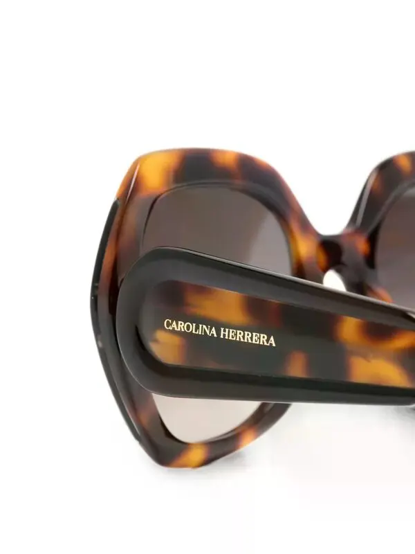 Carolina Herrera Tortoiseshell-effect Geometric-frame Sunglasses