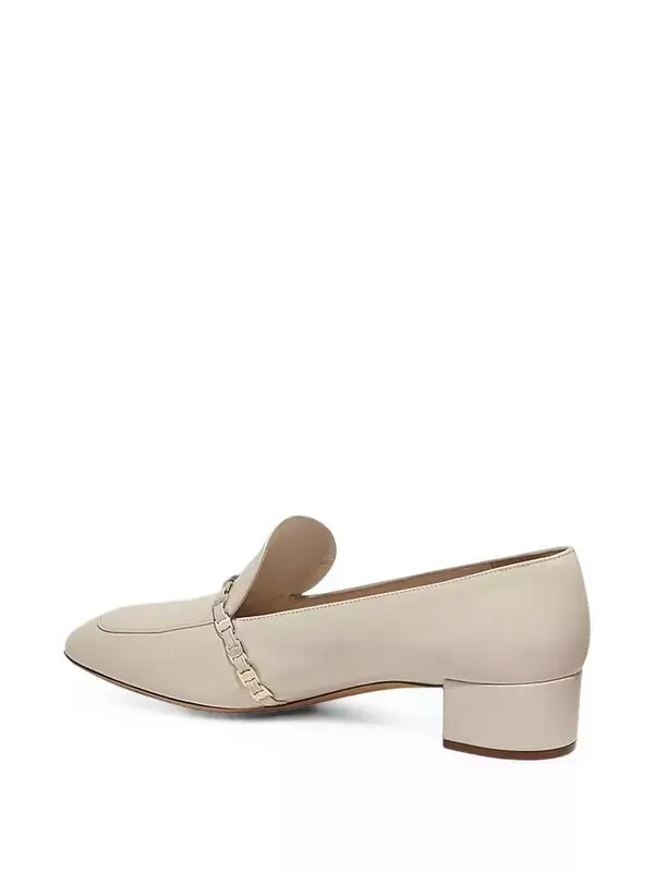 FERRAGAMO Gancini Chain Leather Loafers - Neutrals