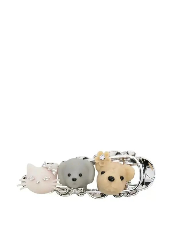YVMIN Crystal-embellished Animal Hair Clip - Silver