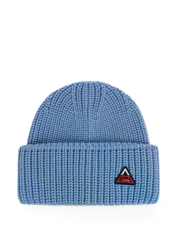 Dsquared2 Logo-patch Ribbed-knit Beanie Hat - Blue