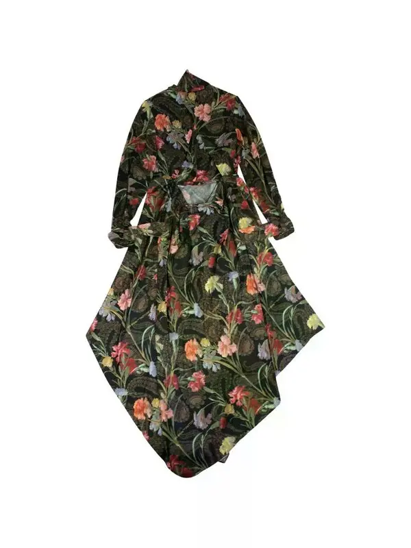 Off-White Floral-print Draped Midi Dress