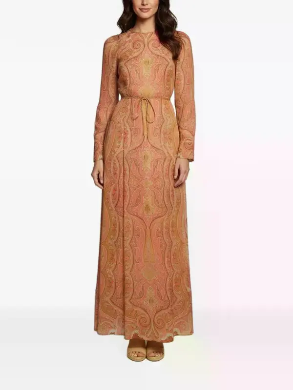Zimmermann Paisley-print Long-sleeve Maxi Dress - Orange