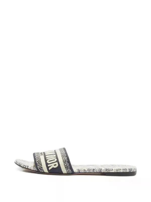 Dior Dway Embroidered Slide Sandals - Neutrals