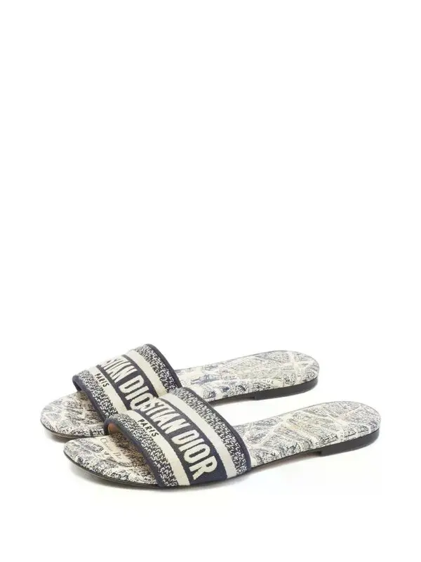 Dior Dway Embroidered Slide Sandals - Neutrals