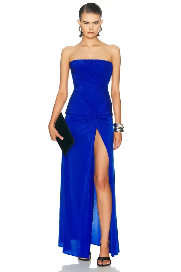 Alex Perry Strapless Ruched Twist Gown