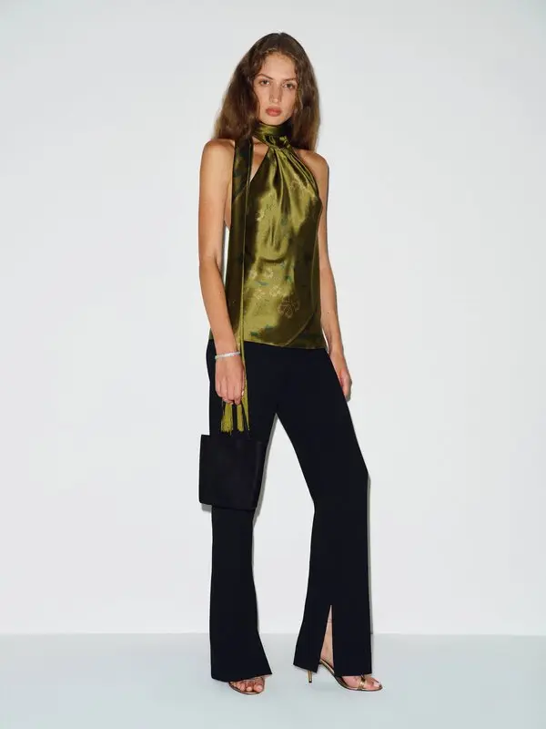 REFORMATION Sabi Silk Top - Green