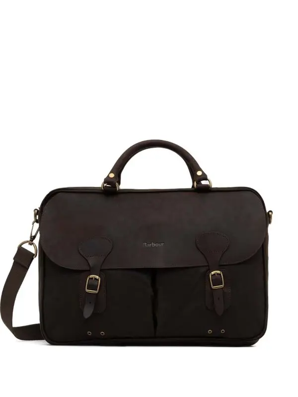 Barbour Waxed Leather Briefcase - Green