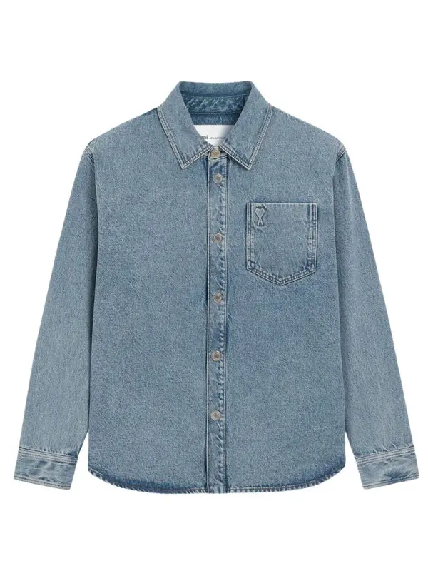 AMI Paris De Coeur Denim Shirt - Blue