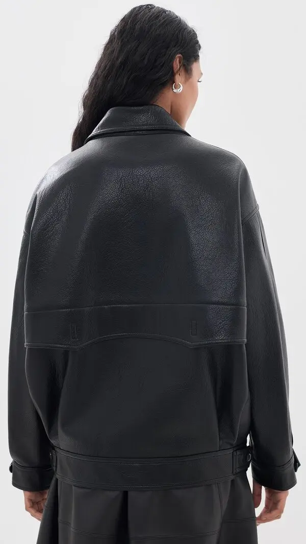 Source Unknown Vitellino Double Breasted Faux Leather Jacket