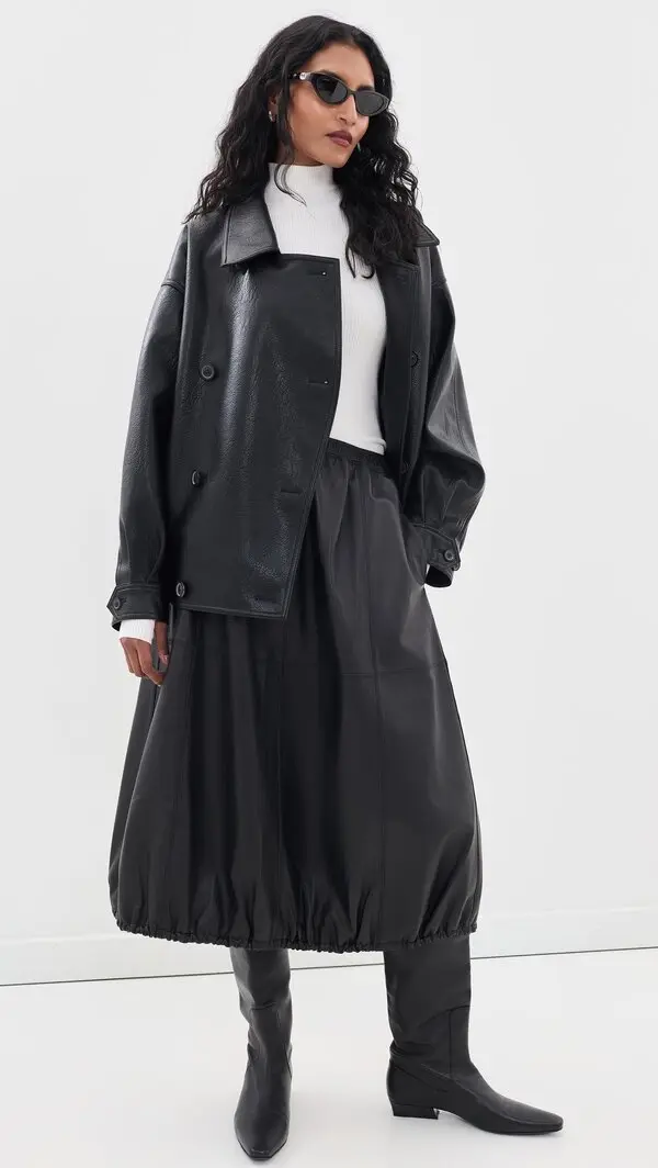 Source Unknown Vitellino Double Breasted Faux Leather Jacket