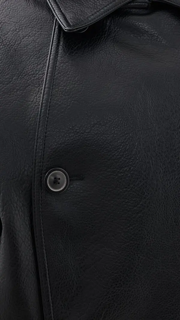 Source Unknown Vitellino Double Breasted Faux Leather Jacket