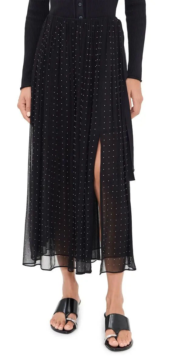 Vince Heat Set Dot Gathered Skirt - Black