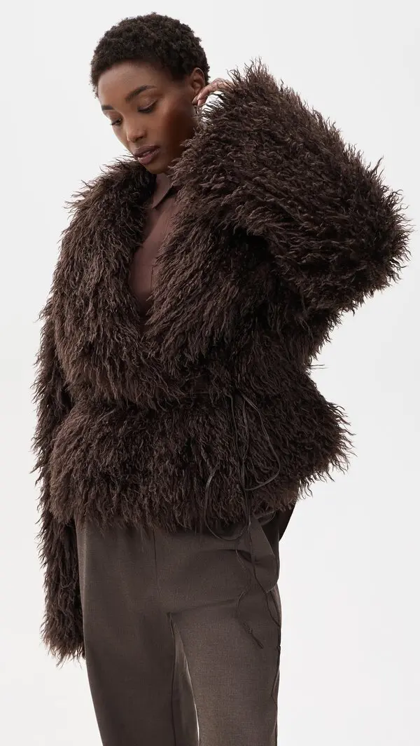 Source Unknown Hathi Belted Faux Fur Jacket