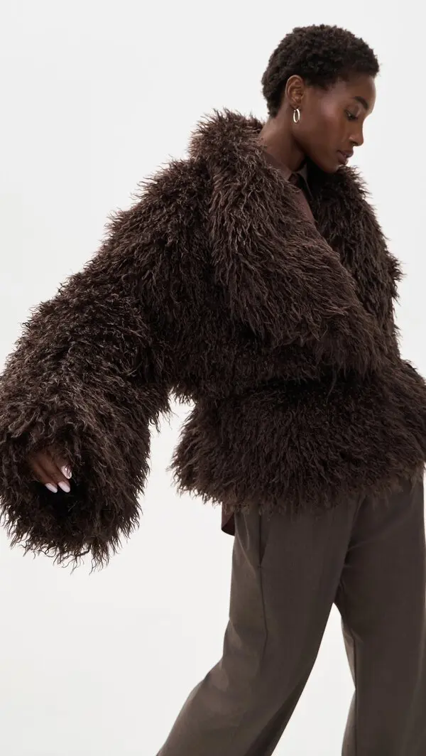 Source Unknown Hathi Belted Faux Fur Jacket