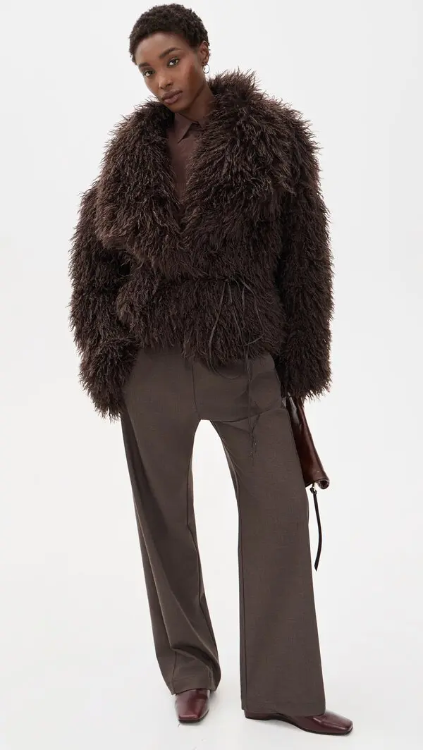 Source Unknown Hathi Belted Faux Fur Jacket