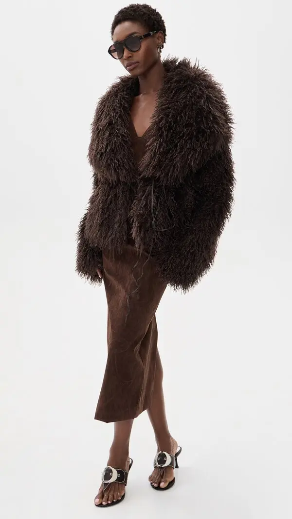 Source Unknown Hathi Belted Faux Fur Jacket