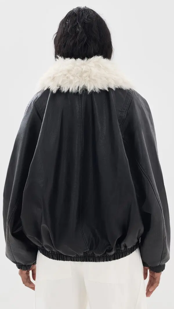 Source Unknown Rioni Faux Fur Collar Bomber Jacket