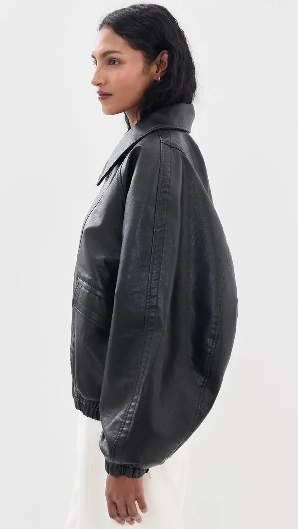 Source Unknown Rioni Faux Fur Collar Bomber Jacket