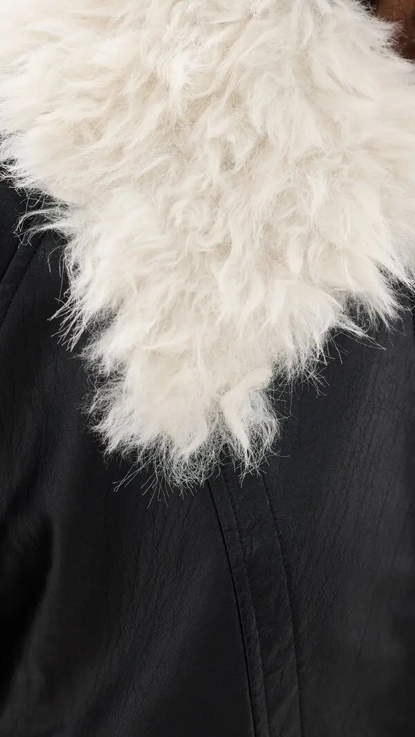 Source Unknown Rioni Faux Fur Collar Bomber Jacket