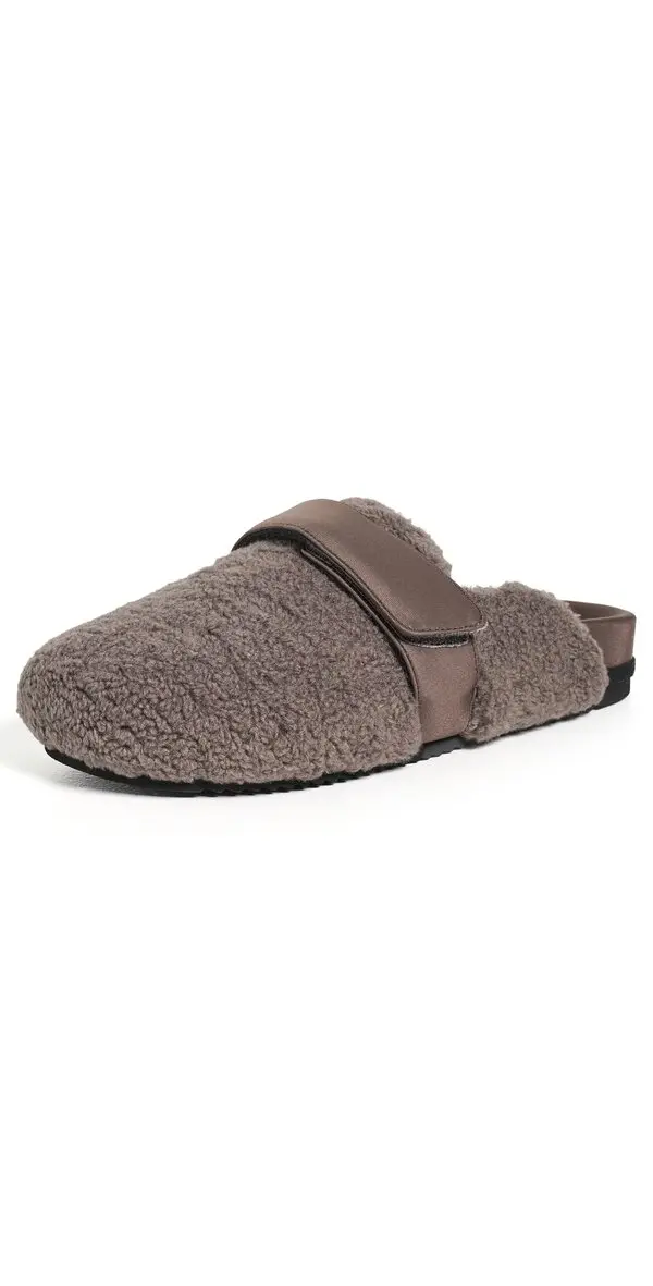 ROAM Fuzzy Loafer Mules - Taupe