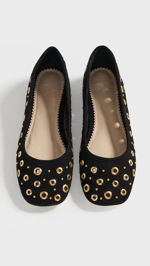 Cinq À Sept Ivy Mixed Hardware Ballet Flats