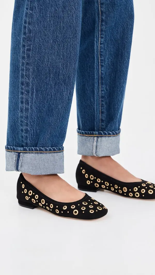 Cinq À Sept Ivy Mixed Hardware Ballet Flats