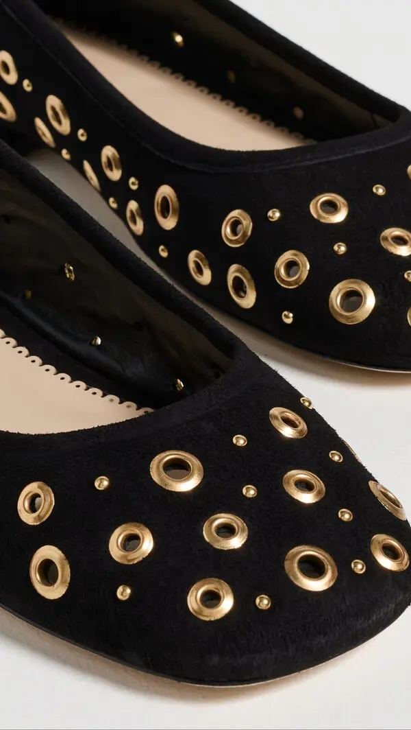 Cinq À Sept Ivy Mixed Hardware Ballet Flats