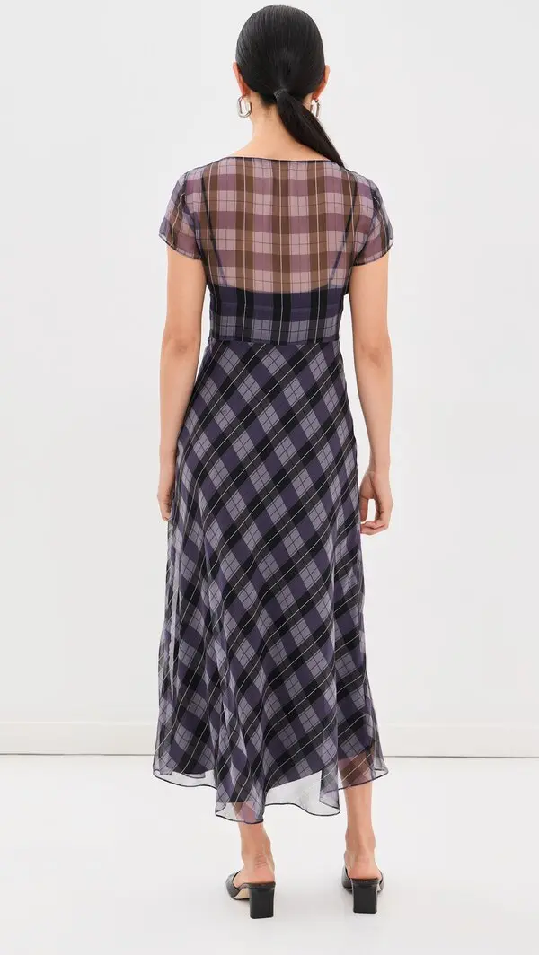 Marc Jacobs Plaid Chiffon Midi Dress