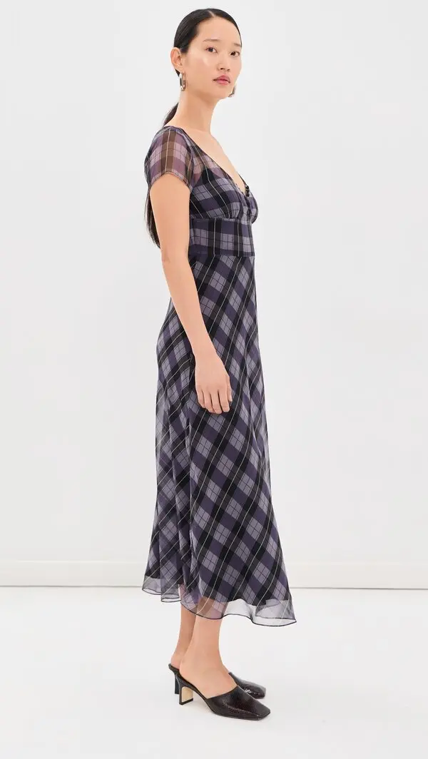 Marc Jacobs Plaid Chiffon Midi Dress
