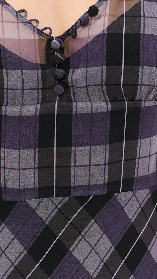 Marc Jacobs Plaid Chiffon Midi Dress